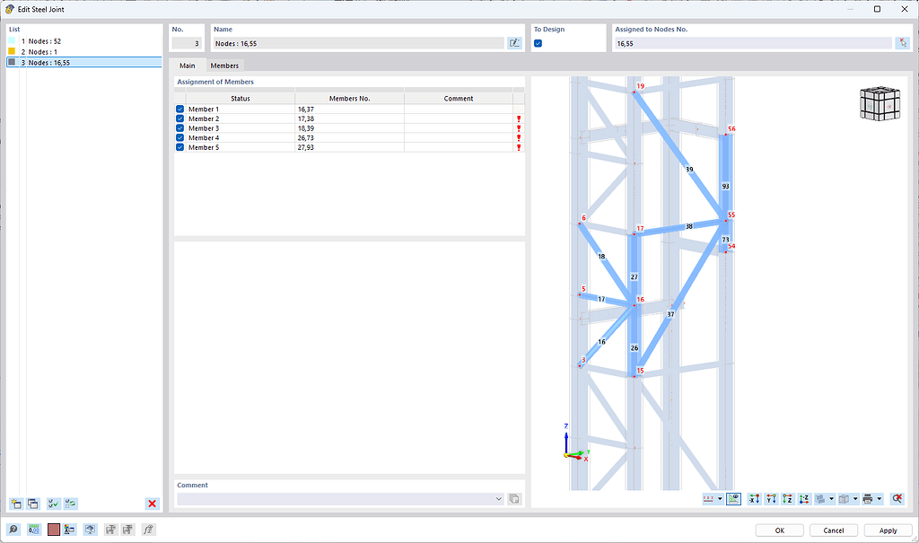 Issue Assigning a Steel Joint to Multiple Nodes - Product Support - Dlubal Community